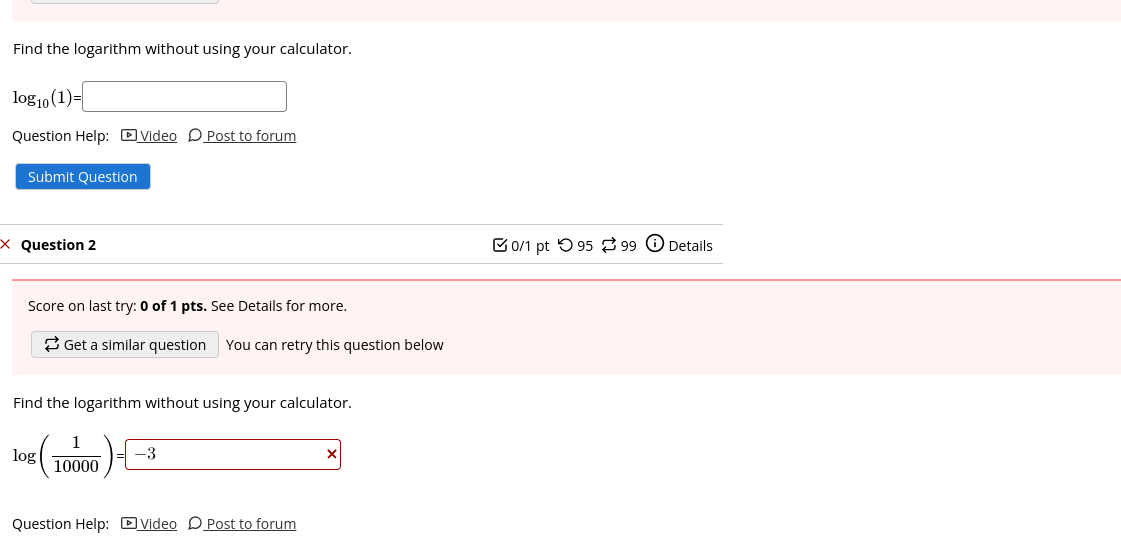 Solved find the logarithm without using your calculator. log | Chegg.com