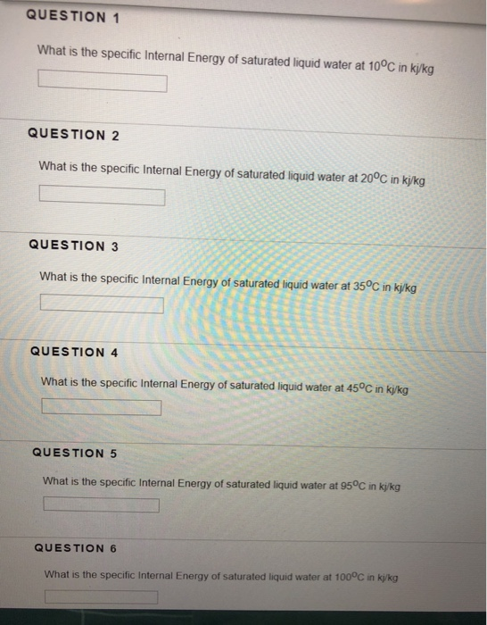 Solved QUESTION 1 What is the specific Internal Energy of | Chegg.com