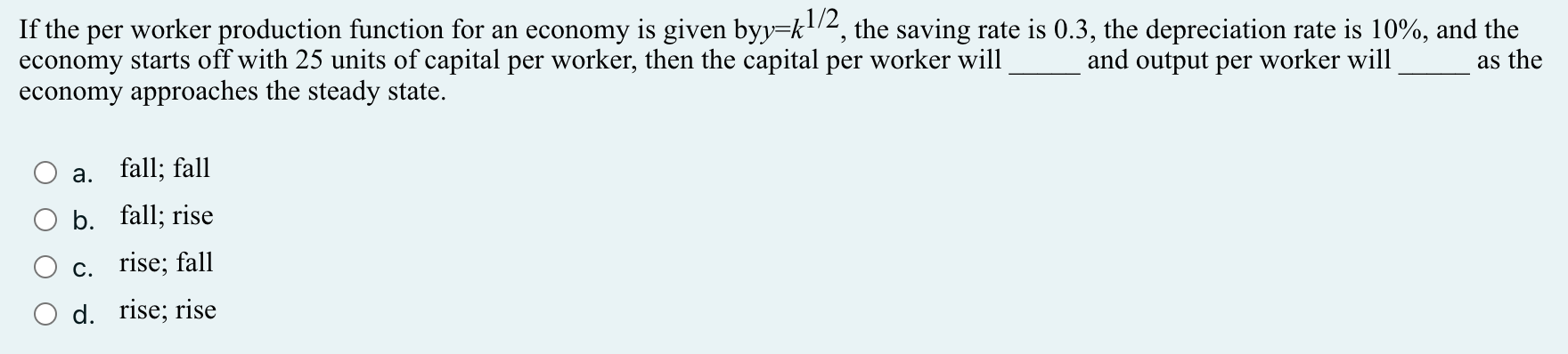Solved If the per worker production function for an economy | Chegg.com