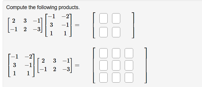 Solved Compute the following products. | Chegg.com