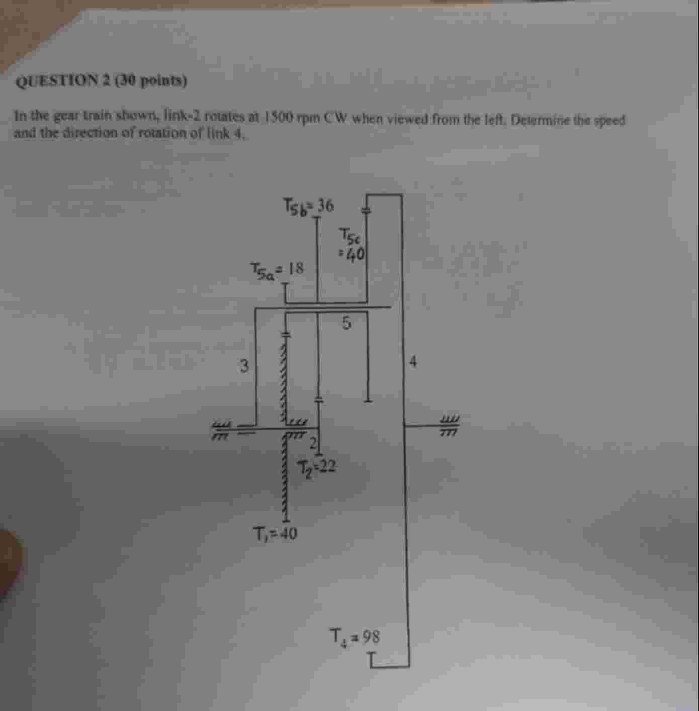 QUESTION 2 ( 30 ﻿points) ﻿In the geat irain shown, | Chegg.com