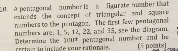 A pentagonal number is a figurate number that that | Chegg.com