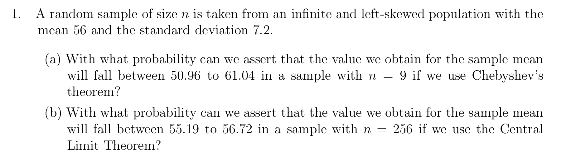 Solved A random sample of size n is taken from an infinite | Chegg.com