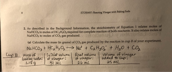 Solved STO10497: Reacting Vinegar with Baking Soda 2. As | Chegg.com