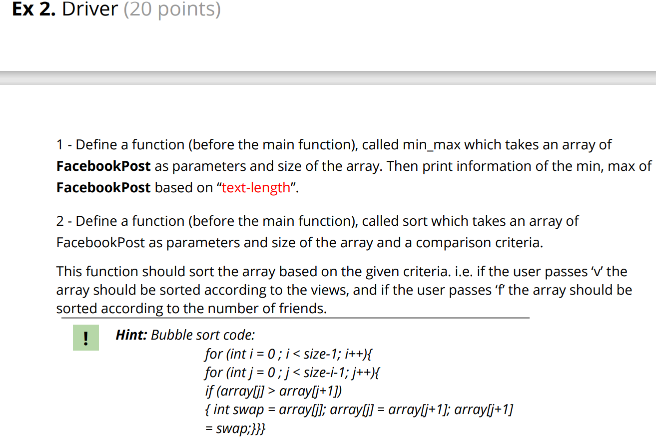 Solved Ex 2. Driver ( 20 points) 1 - Define a function | Chegg.com