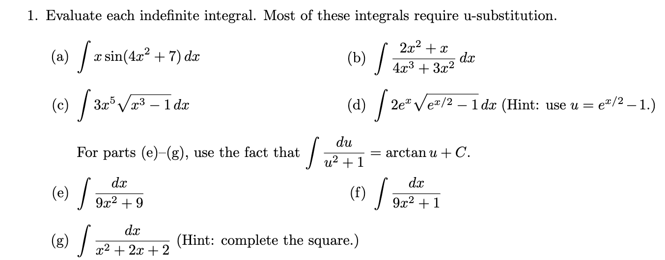 Solved Evaluate each indefinite integral. Most of these | Chegg.com