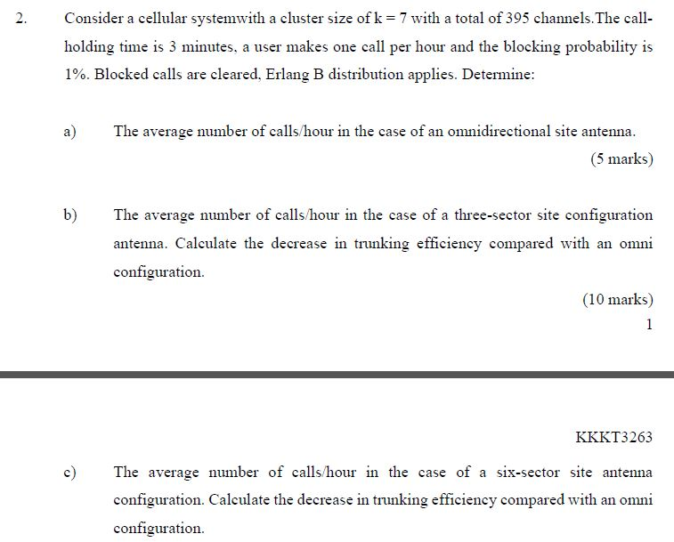 Solved 2. Consider a cellular systemwith a cluster size of k | Chegg.com