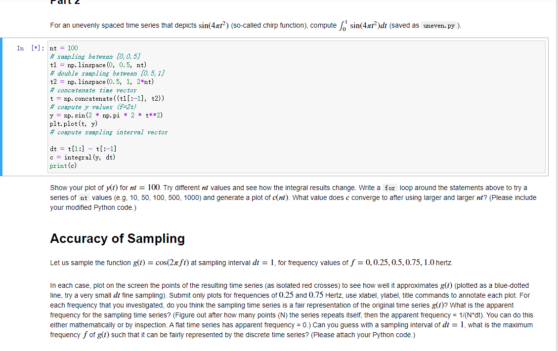 Solved For An Unevenly Spaced Time Series That Depicts