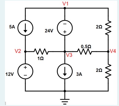 Solved Determine the voltage at node V1, V2, V3 and V4 using | Chegg.com