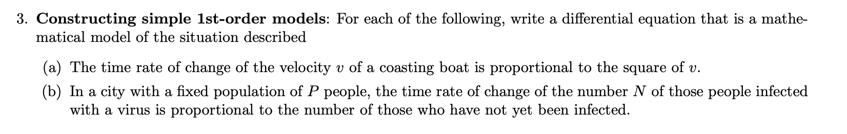Solved 3. Constructing simple 1st-order models: For each of | Chegg.com