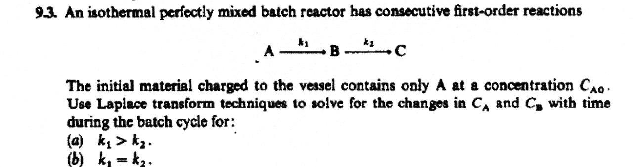 Solved 9. An isothermal perfectly mixed batch reactor has | Chegg.com