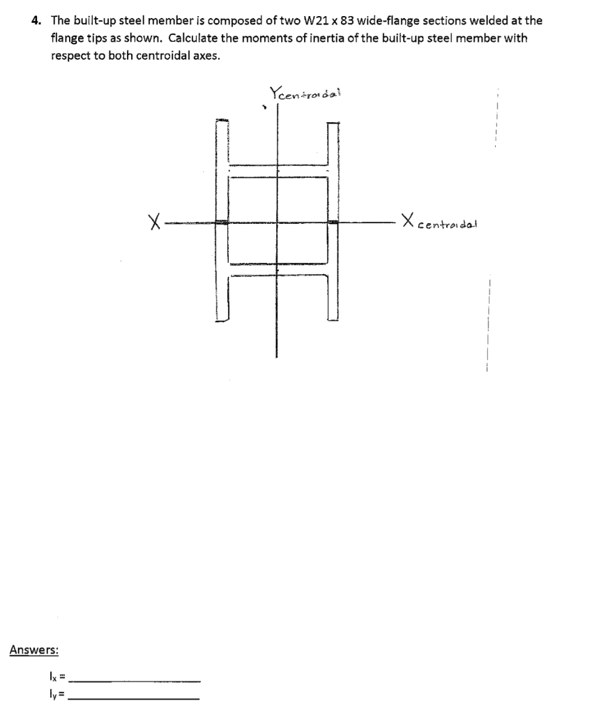 Solved 4. The built-up steel member is composed of two W21 x | Chegg.com