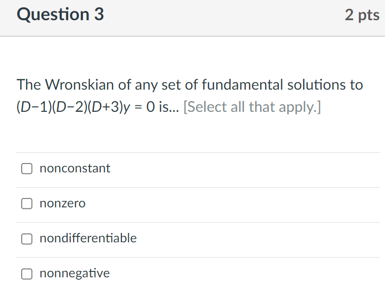 Solved The Wronskian of any set of fundamental solutions to | Chegg.com