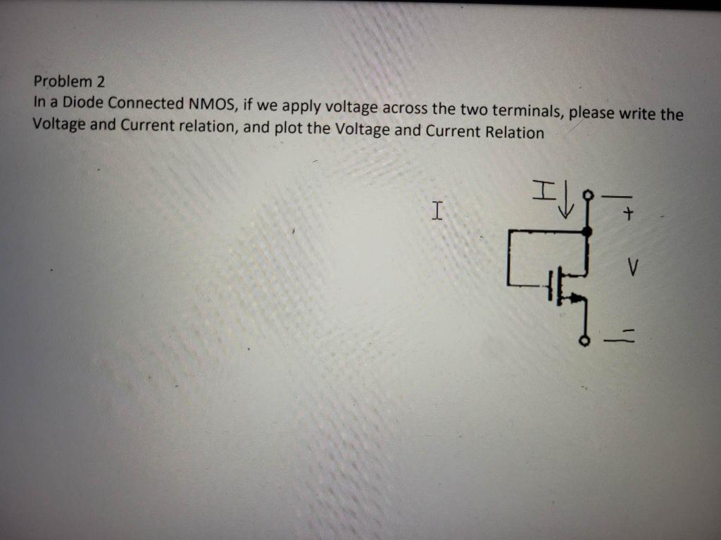 Solved Problem 2 In a Diode Connected NMOS, if we apply | Chegg.com