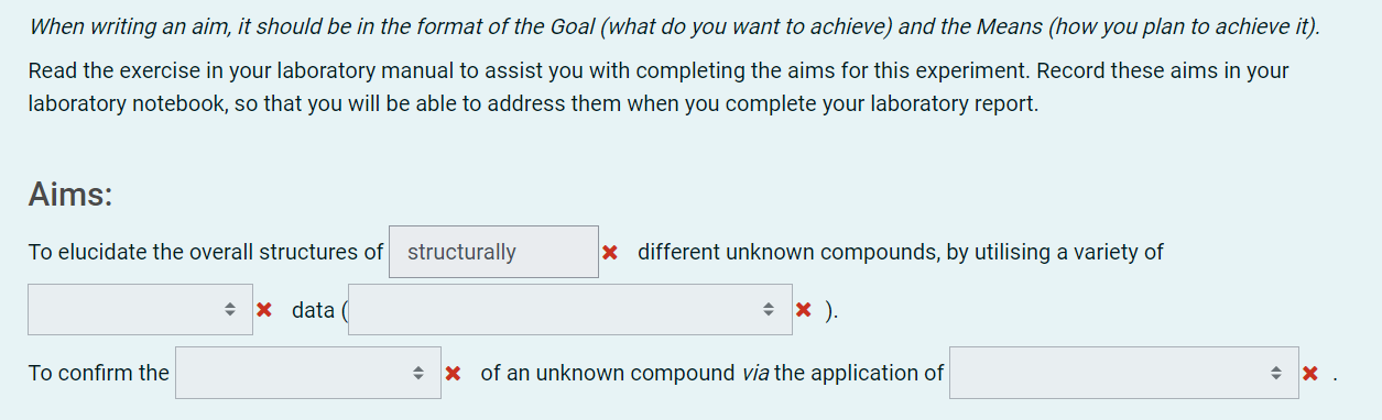 Solved When writing an aim, it should be in the format of | Chegg.com
