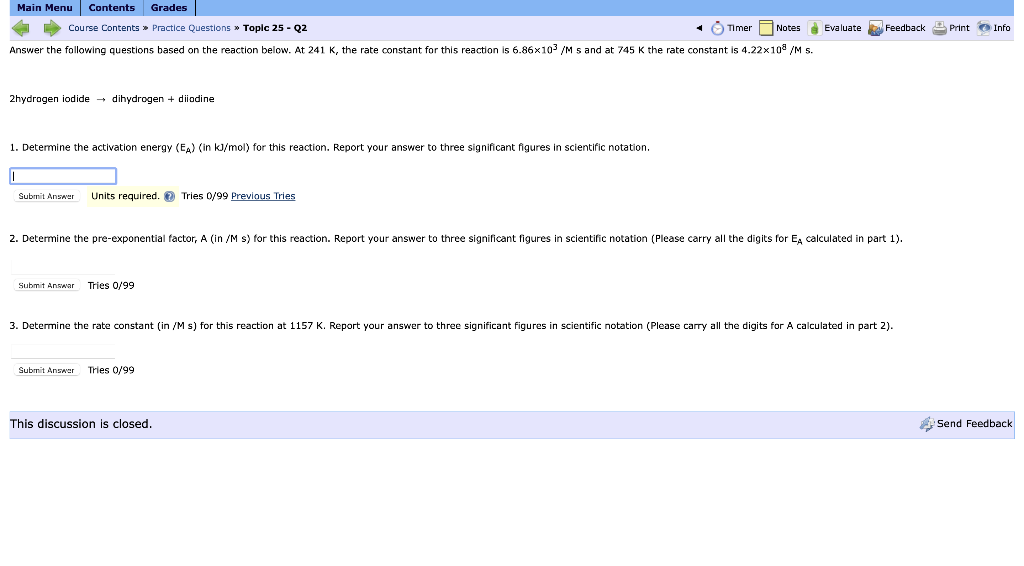 Solved 2 hydrogen iodide → dihydrogen + diiodine 1. | Chegg.com