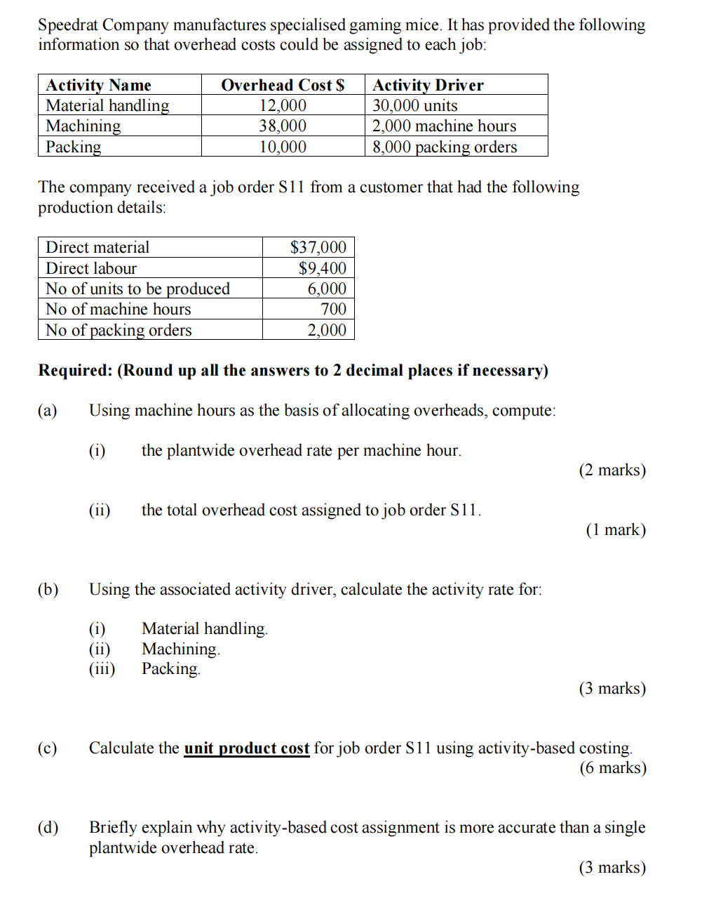 Solved Speedrat Company manufactures specialised gaming | Chegg.com