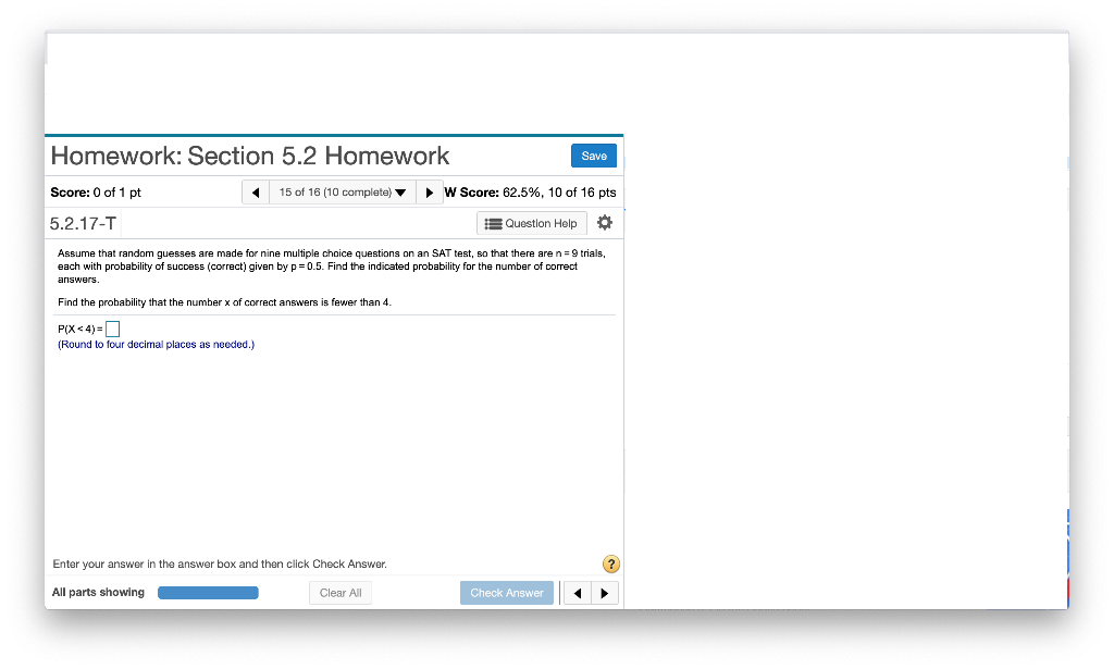 Solved Homework: Section 5.2 Homework Save Score: 0 of 1 pt | Chegg.com