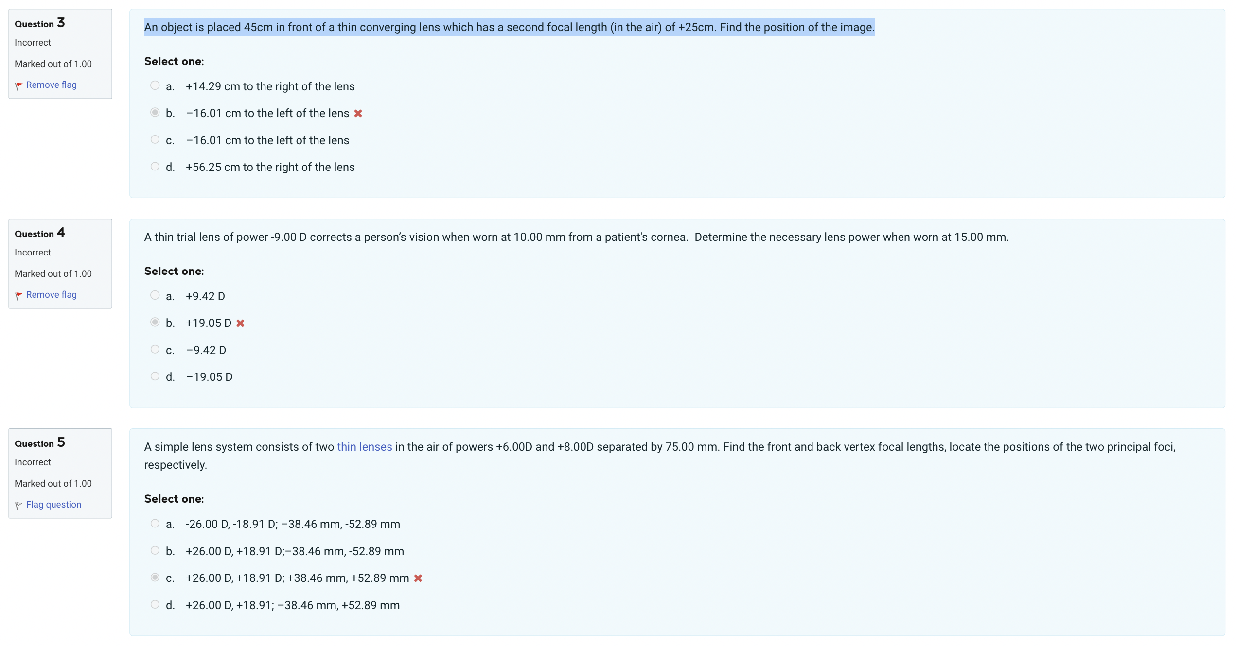 Solved An object is placed 45 cm in front of a thin | Chegg.com