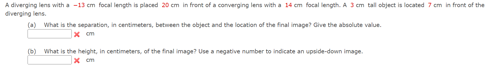A diverging lens with a -13 ﻿cm focal length is | Chegg.com