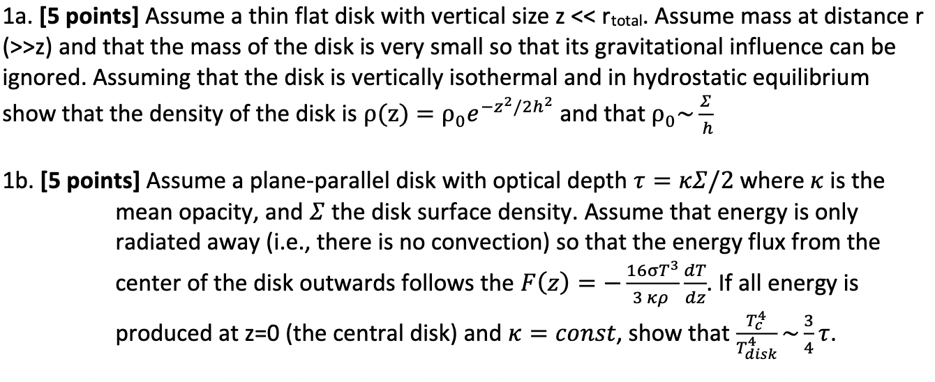 Solved 1a. [5 points] Assume a thin flat disk with vertical | Chegg.com