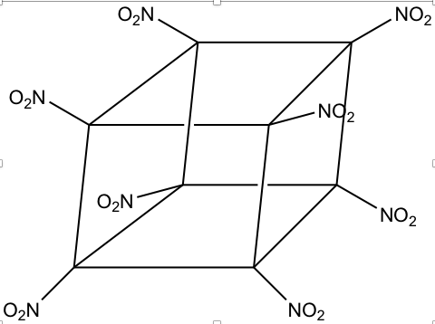 Solved The following nitrocubane structure , C8H8O16, was | Chegg.com