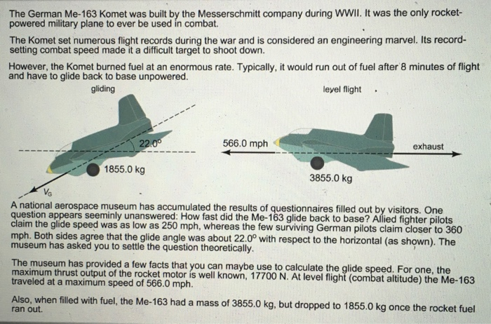 Solved The German Me-163 Komet was built by the | Chegg.com