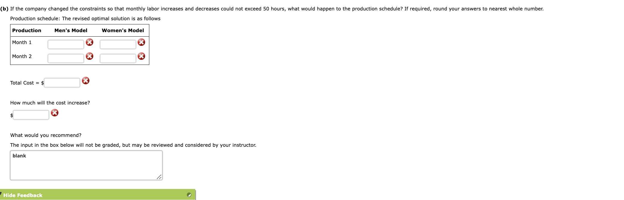 Froduction schedule: The opims solution is as tolome | Chegg.com