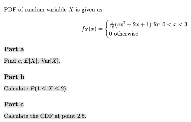Solved PDF of random variable X is given as: fx(x) = (cx2 + | Chegg.com
