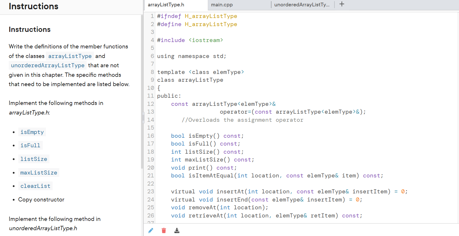 Solved Instructions Write the definitions of the member | Chegg.com