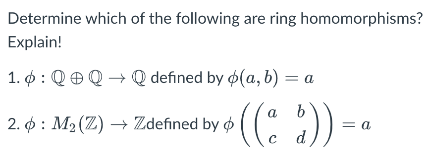 Solved Determine which of the following are ring | Chegg.com