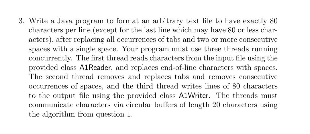 Solved 3. Write a Java program to format an arbitrary text | Chegg.com