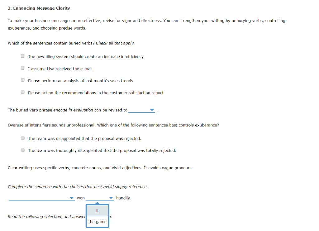 Solved 3. Enhancing Message Clarity To make your business | Chegg.com