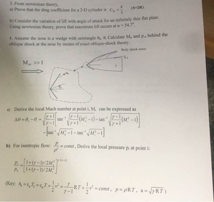 3. From newtonian theory a) Prove that the drag | Chegg.com