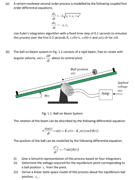 Solved (a) A certain nonlinear second-order process is | Chegg.com