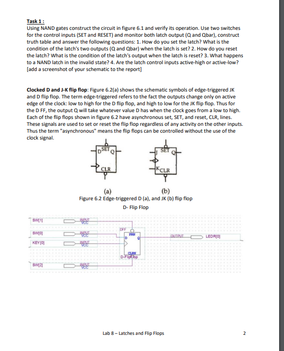 Solved Lab 8 Latches and Flip Flops Introduction: In this | Chegg.com