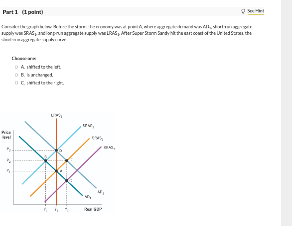 Solved Consider the graph below. Before the storm, the | Chegg.com