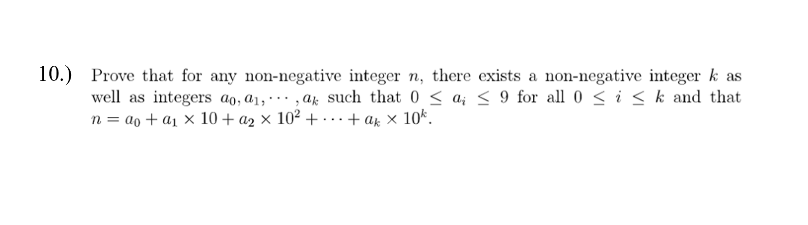 Solved 10.) Prove that for any non-negative integer n, there | Chegg.com