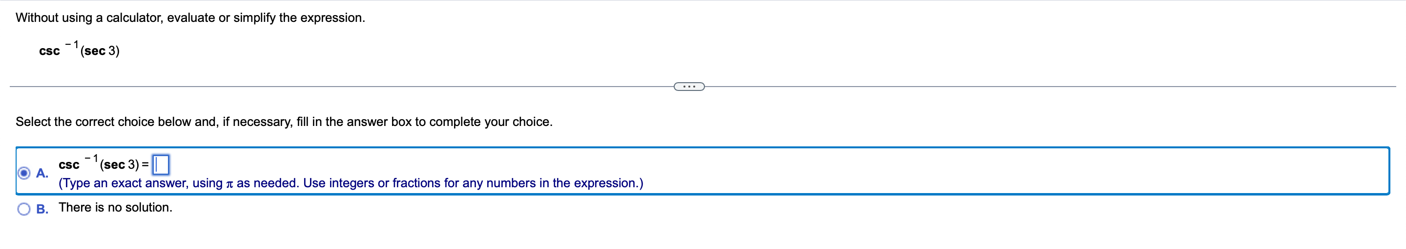 Solved Without using a calculator, evaluate or simplify the | Chegg.com