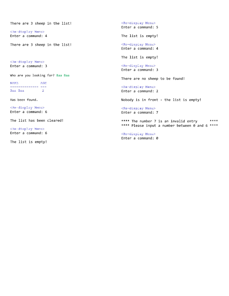 Implement the Sheep Class and the list class for | Chegg.com