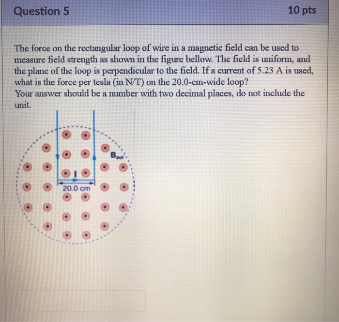 Solved Question 5 10 pts The force on the rectangular loop | Chegg.com