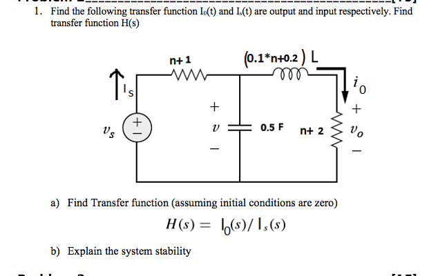 Solved 1. Find the following transfer function Io(t) and | Chegg.com