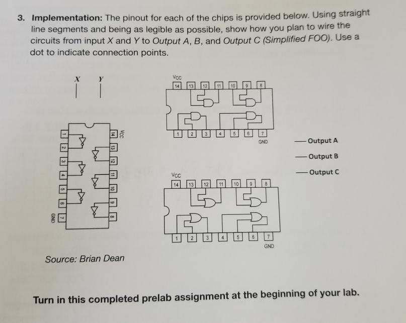 Solved 3. Implementation: The pinout for each of the chips | Chegg.com