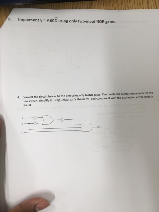 Solved 3 Implement Y Abcd Using Only Two Input Nor Gates 1587