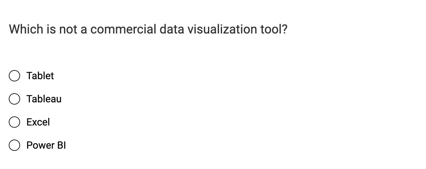 High Quality SOLUTION Which is not a commercial data visualization | Chegg.com