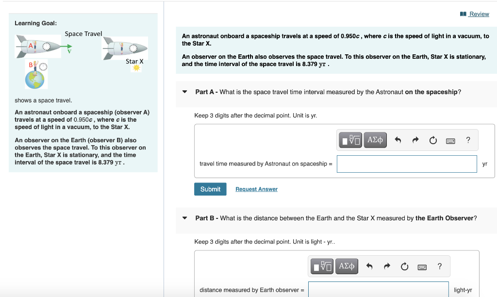 Solved Review Learning Goal: Space Travel An astronaut | Chegg.com