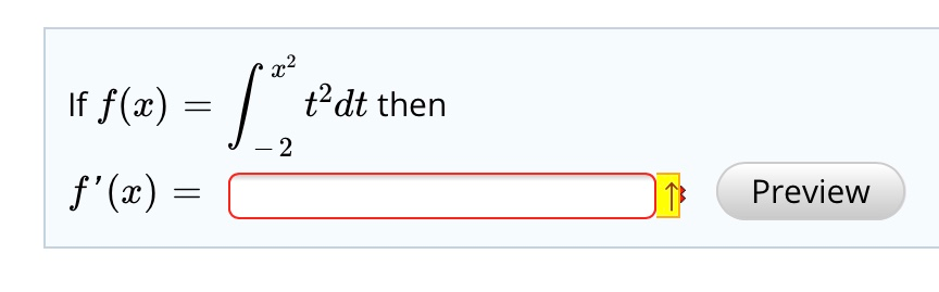 Solved 72 then If f(x) = /* -dt then f'(x) = J - 2 Preview | Chegg.com