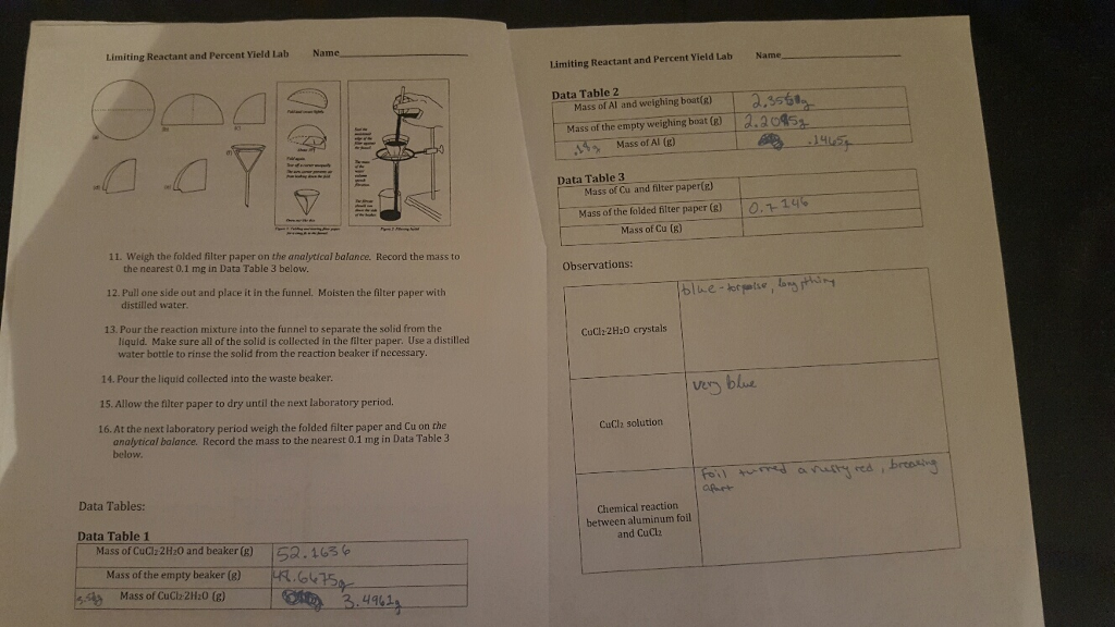 Solved Limiting Reactant and Percent Vield Lab Na Percent | Chegg.com