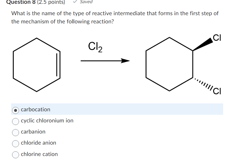 Solved What is the name of the type of reactive intermediate | Chegg.com