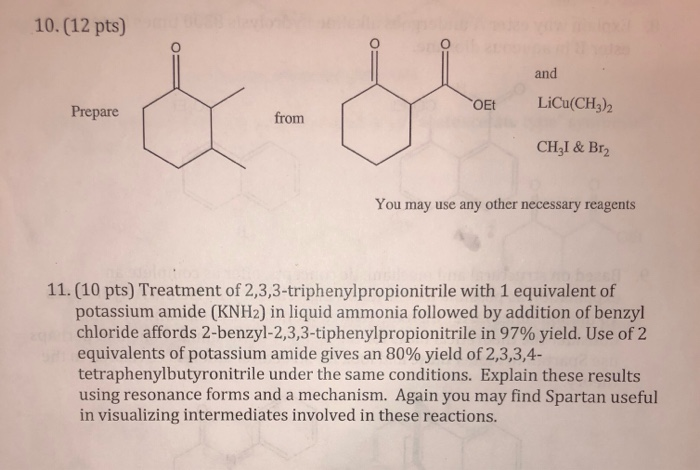 Solved 10. (12 pts) and OEt LiCu(CH3)2 Prepare from CH3l & | Chegg.com
